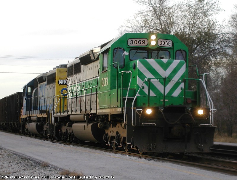 GCFX 3069 Unknown coal train slows on the B&O to head south to Columbus 4:15 pm